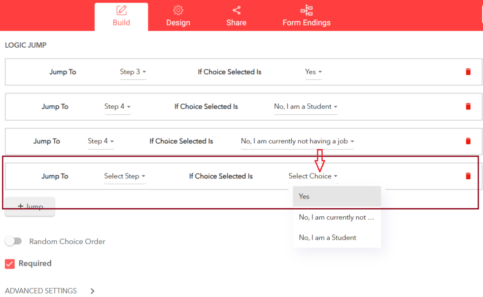 How to create conditional logic forms? - LeadGen App