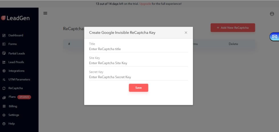 How To Add Google ReCAPTCHA On Your LeadGen Forms? - LeadGen App